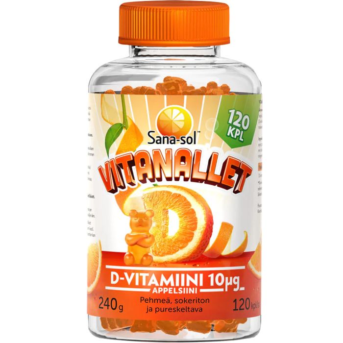 Sana-sol Vitanallet D-vitamin apelsin kosttillskott 120st